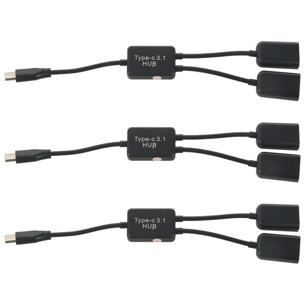 3X Type C OTG USB 3.1 Male to Dual 2.0 Female OTG Charge 2 Port HUB ...