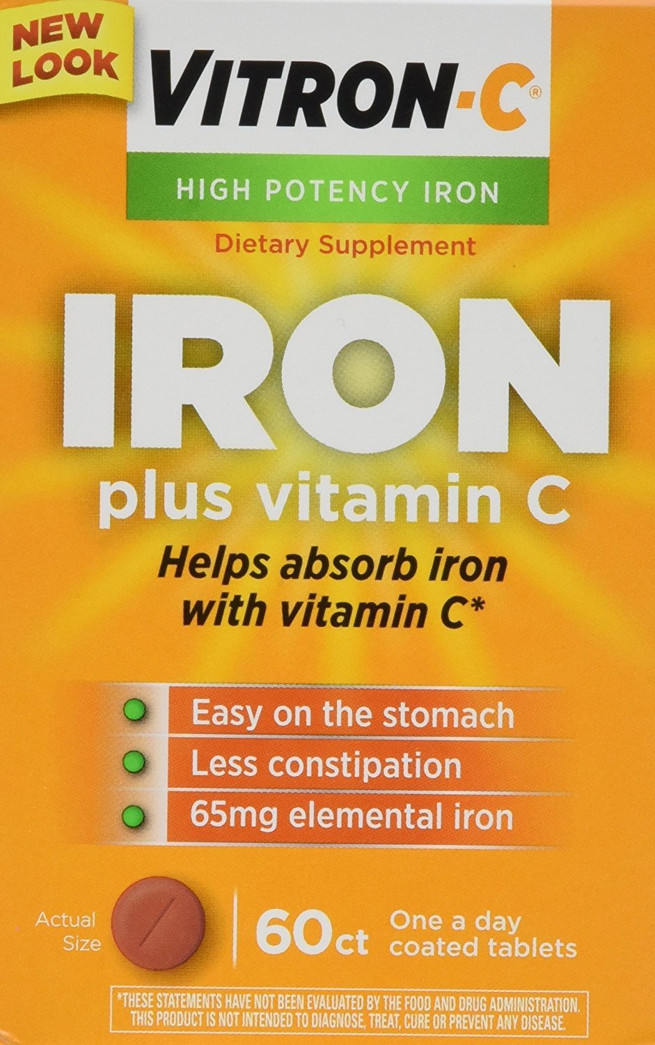 Vitron-c High Potency Iron Supplement Tablets 60 Ct (Pack of 2 ...