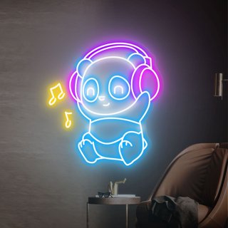 Neonium Panda Neon Sign Cute Panda Wall Art Light Kids Room Decoration ...