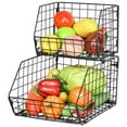 Cathoe Fruit Vegetable Basket Stackable Foldable Metal Kitchen ...