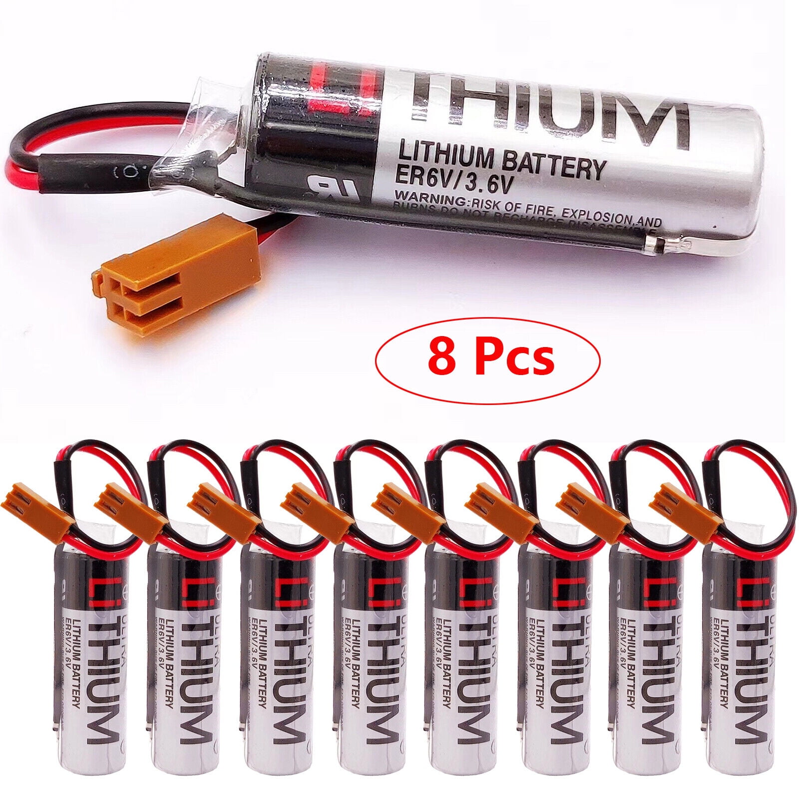 8Pcs ER6V/3.6V 2400mAh PLC Lithium Battery Compatible for Toshiba PLC Battery for M64 System ...