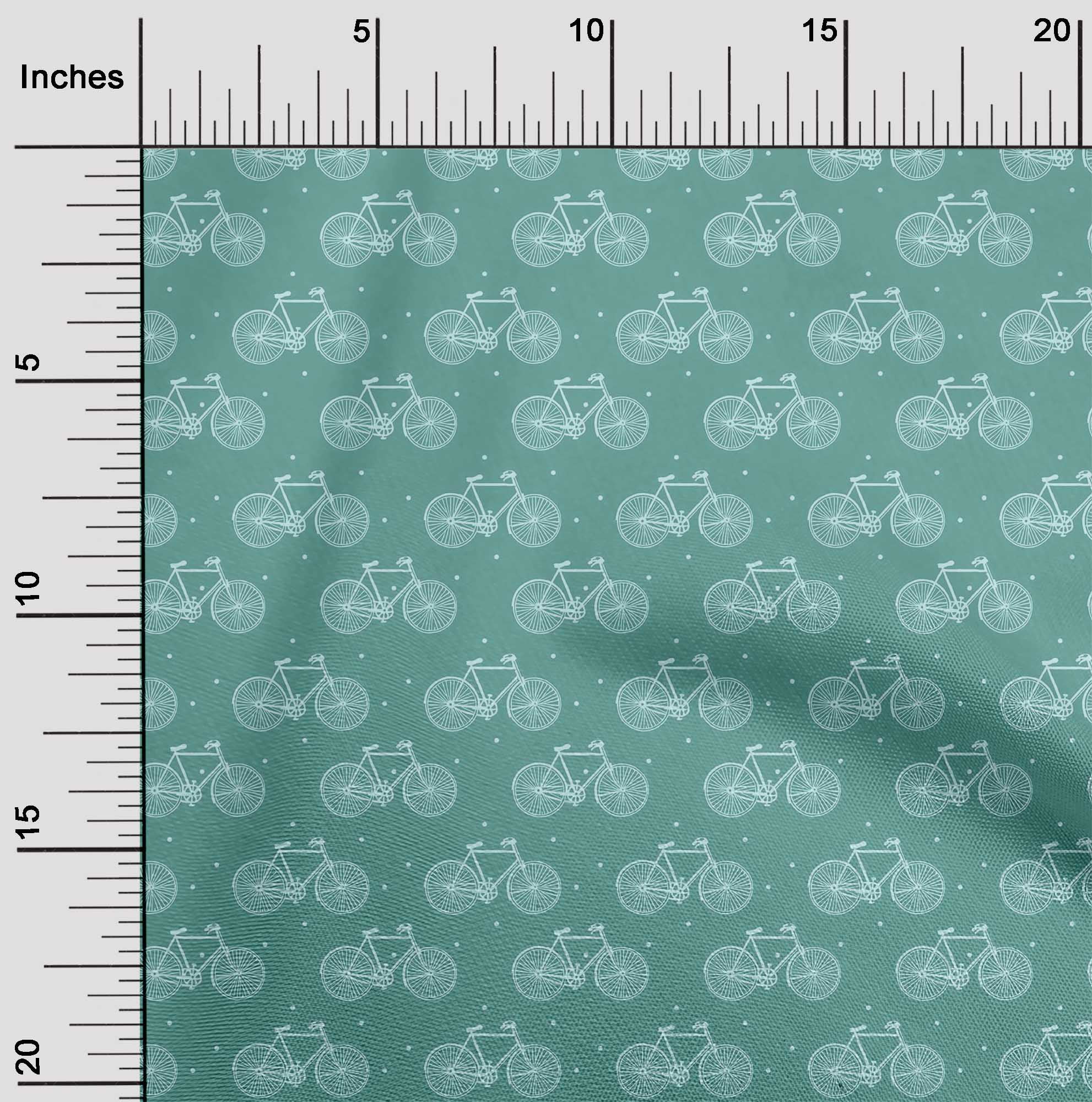 oneOone Silk Tabby Fabric Dot & Bicycle Block Printed Fabric 1 Yard 42 ...