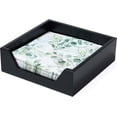 AOUHML-Napkin Holder for Table, 7.36" x 7.36" x 2.16" Wooden Napkin ...