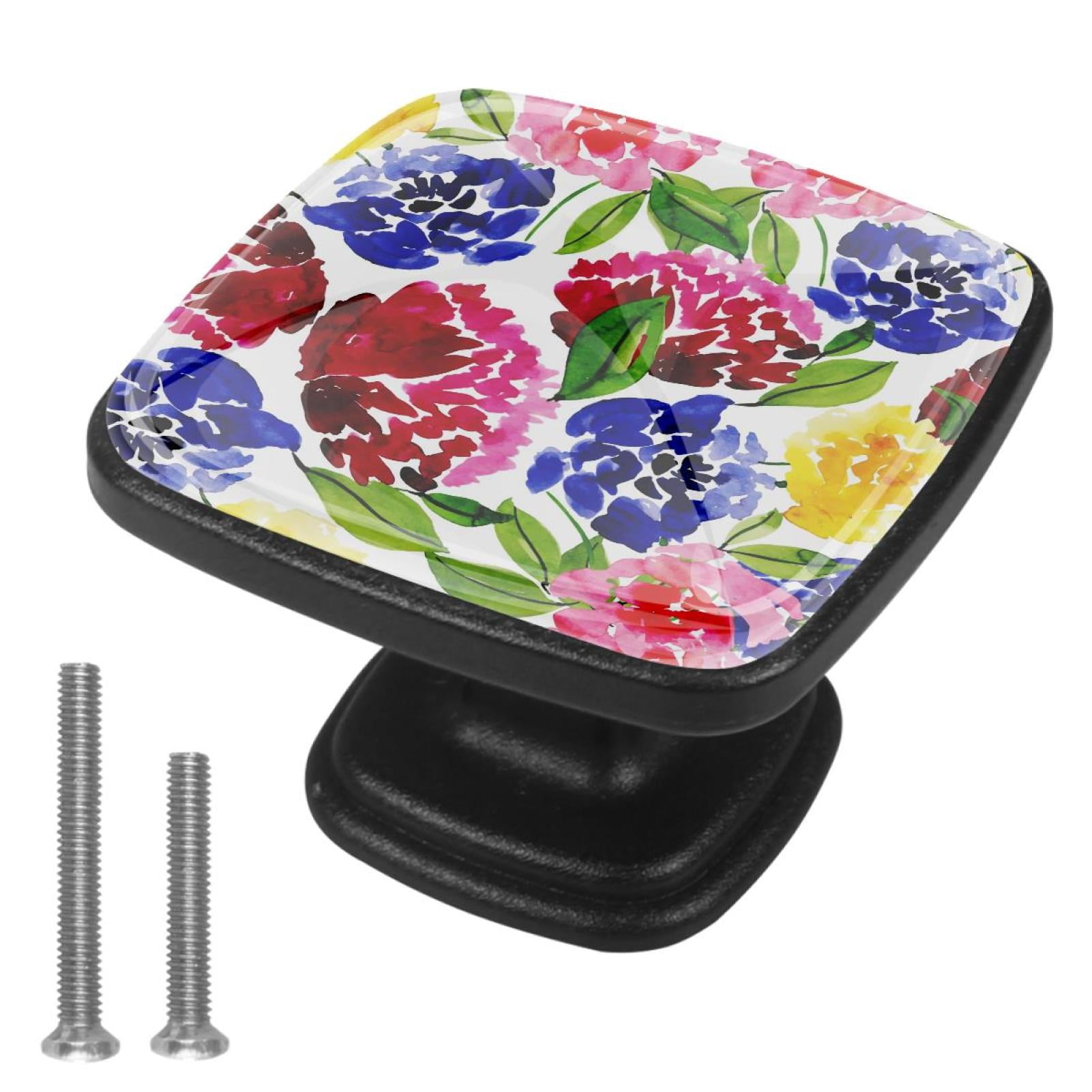 4 Pcs Cabinet Handle Drawer Pulls Tropical Floral Flower Knobs with ...
