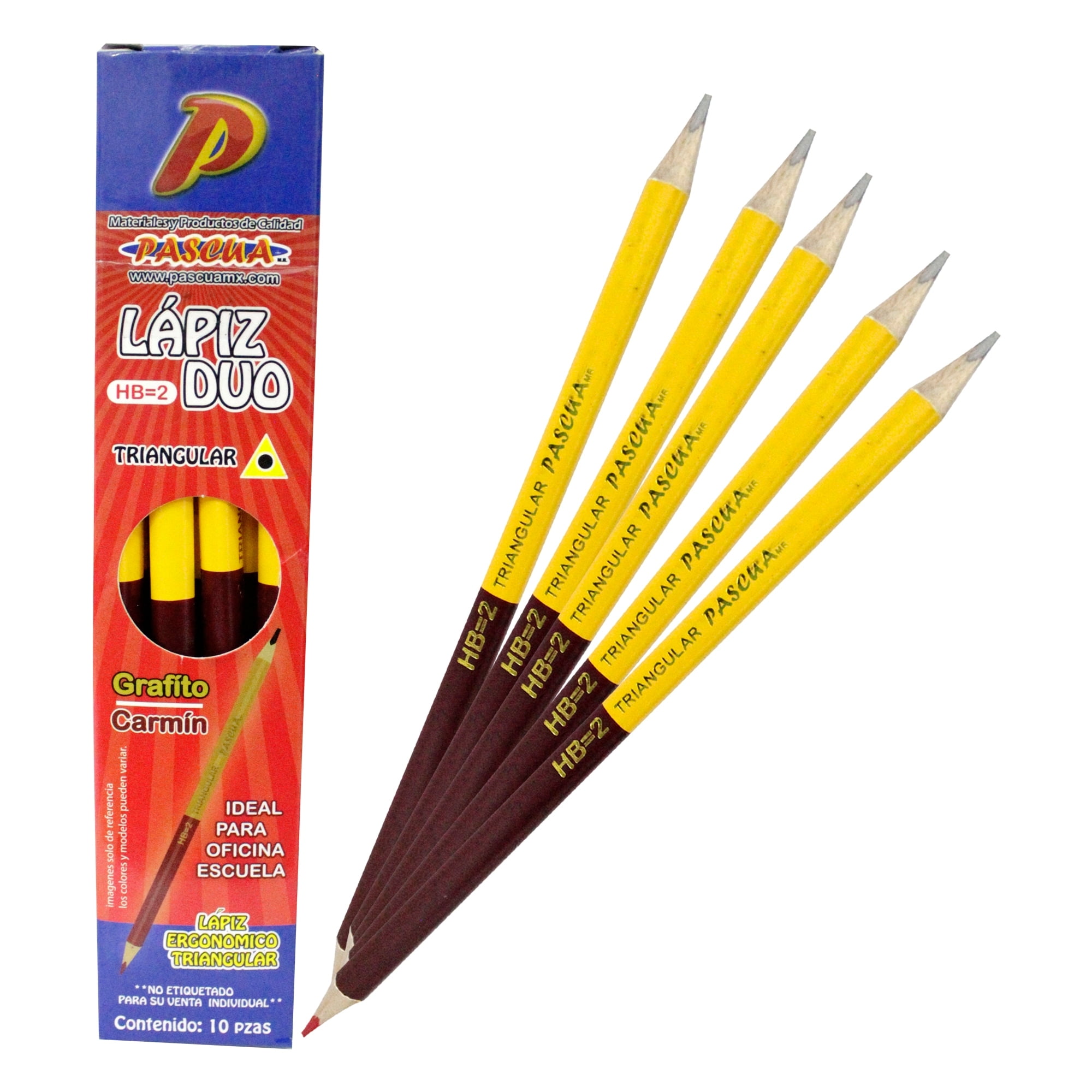 Lapiz Duo De Grafito Y Color Rojo 10pz/set Tamaño Normal para oficina ...
