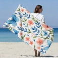1Pc, watercolor flower butterfly style oversized soft beach towel, blue ...