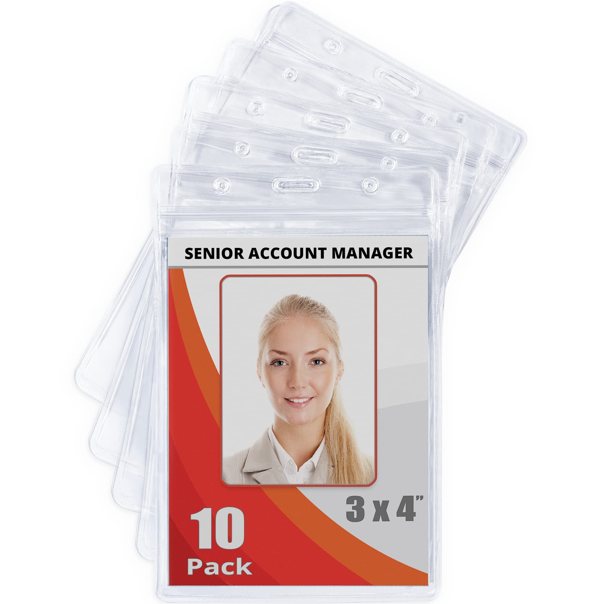 MIFFLIN 4" x 3" Clear Vertical ID Badge Holders, 10 Pack - Walmart.com