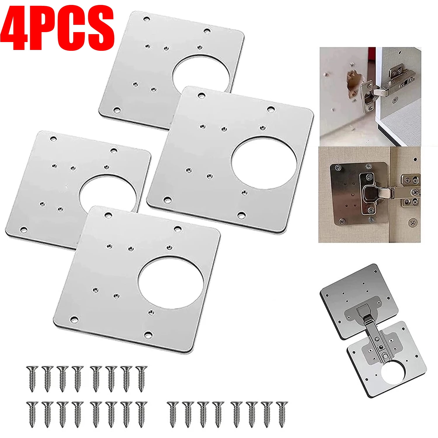 6/4/2/1Piece Kitchen Cabinet Door Hinge Repair Plate Side Panel Repair ...