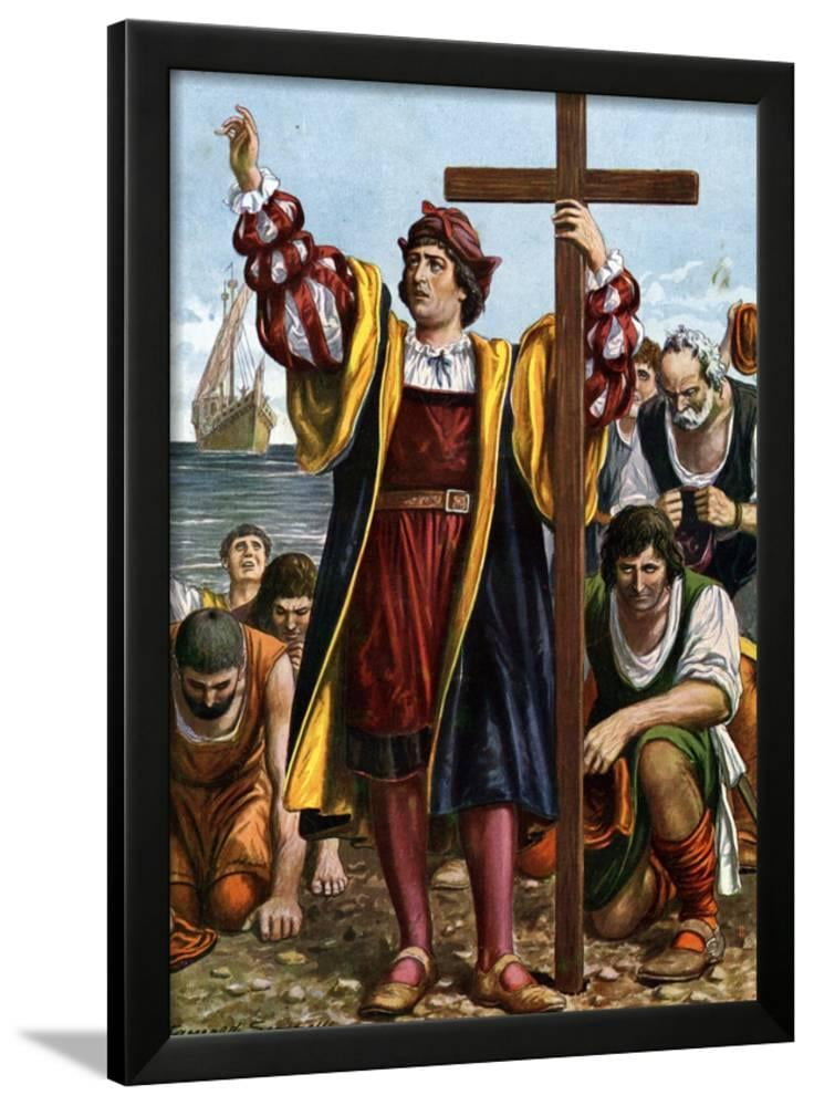 Landfall of Christopher Columbus, 1492, Figurative Framed Art Print ...
