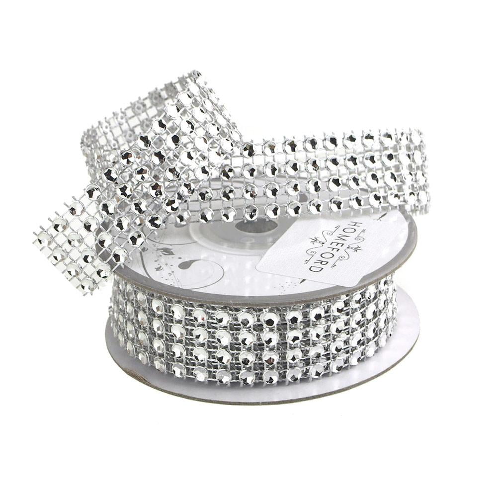 Rhinestone Ribbon Craft Trim 3 4 Inch 3 Yards Silver