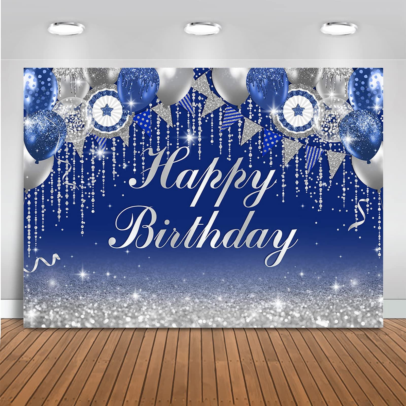 Blue And Silver Happy Birthday Banner at Odessa Francis blog