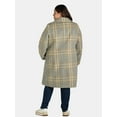 Time and Tru Women's and Women's Plus Faux Wool Boyfriend Coat, Sizes ...