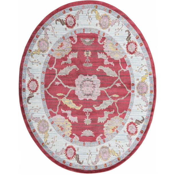 Rugs.com Paragon Collection Rug – 8' x 10' Oval Red Medium-Pile Rug ...