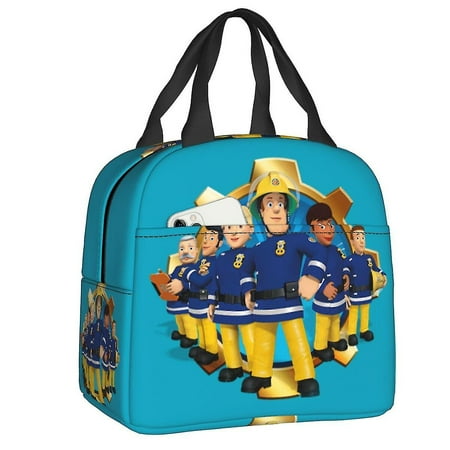 Fireman Sam Insulated Lunch Bag For Women Cartoon Firefighter Resuable ...