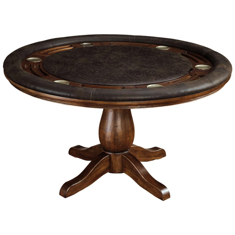 Furniture of America Izi Contemporary Wood Round Game Table in Brown ...