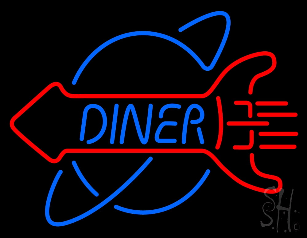 1950s Rocket Diner LED Neon Sign 24 x 31 - inches, Black Square Cut ...