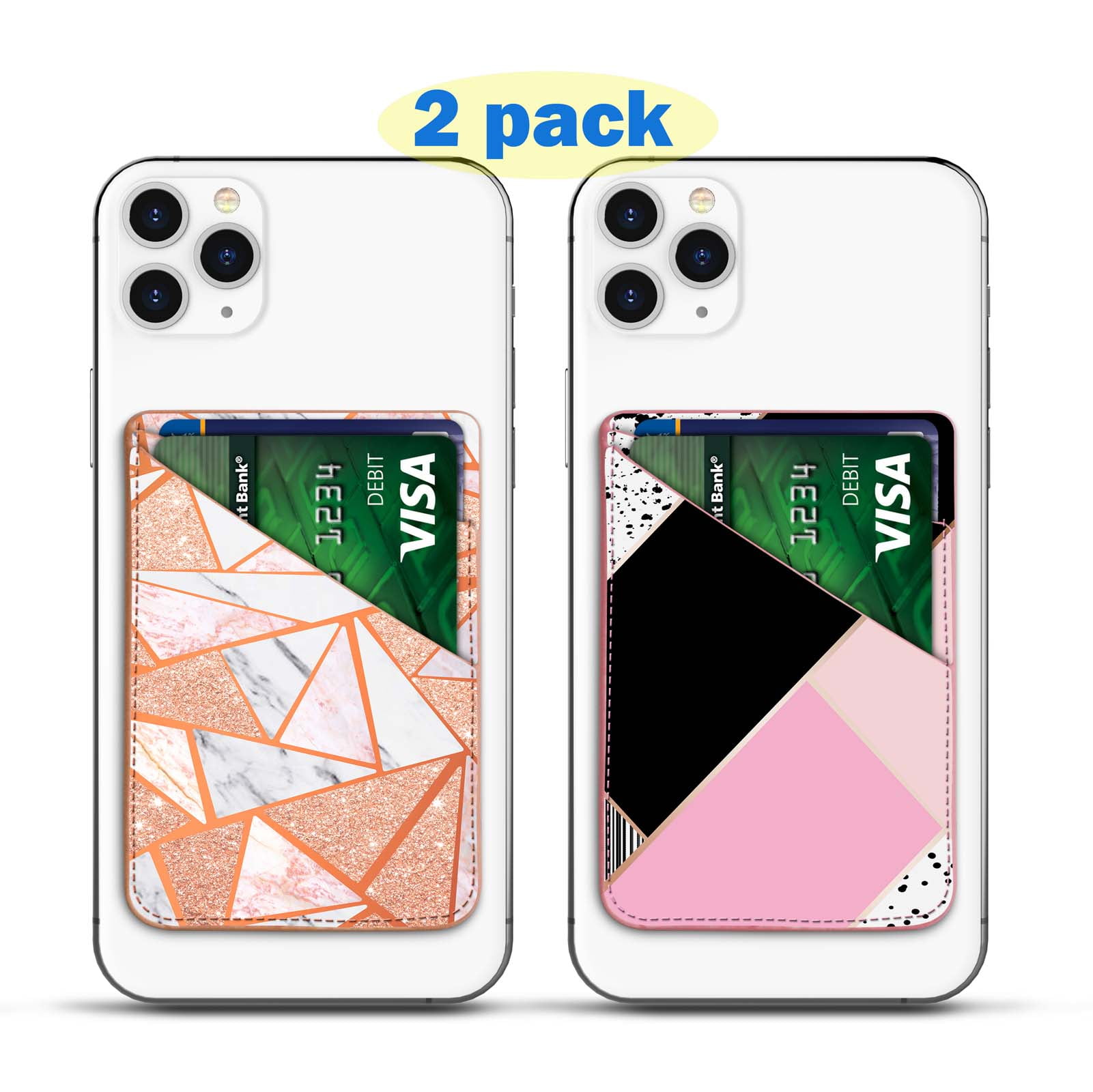 Phone Card Holder, Tekcoo（2 pack）Luxury PU Leather ID Credit Card ...