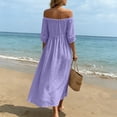 Miluxas Women's off Shoulder 3/4 Sleeve Maxi Dress Textured Empire ...