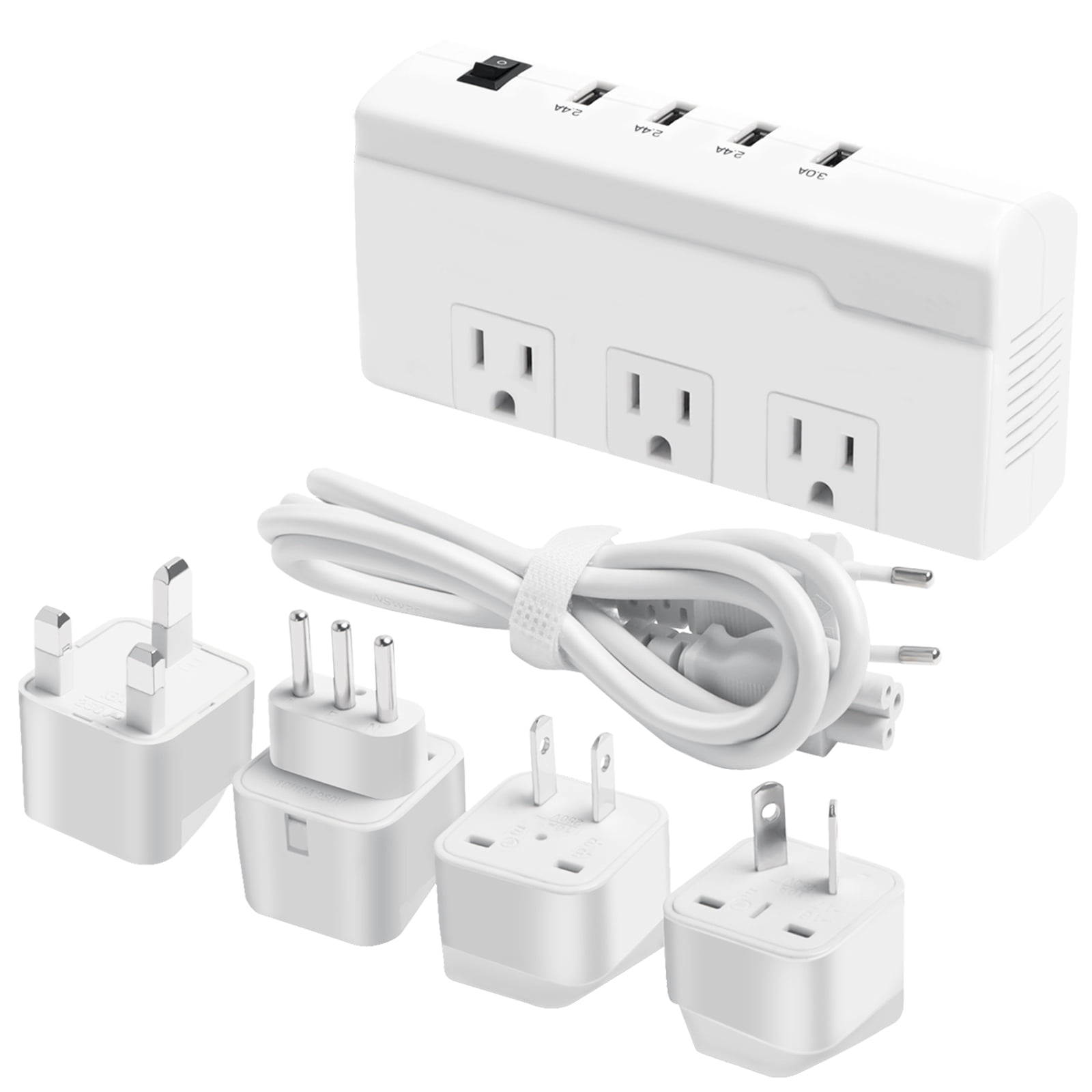 Travel Adapter, International UK/US/AU/IT Plug Adapter kit 6A 4 USB ...