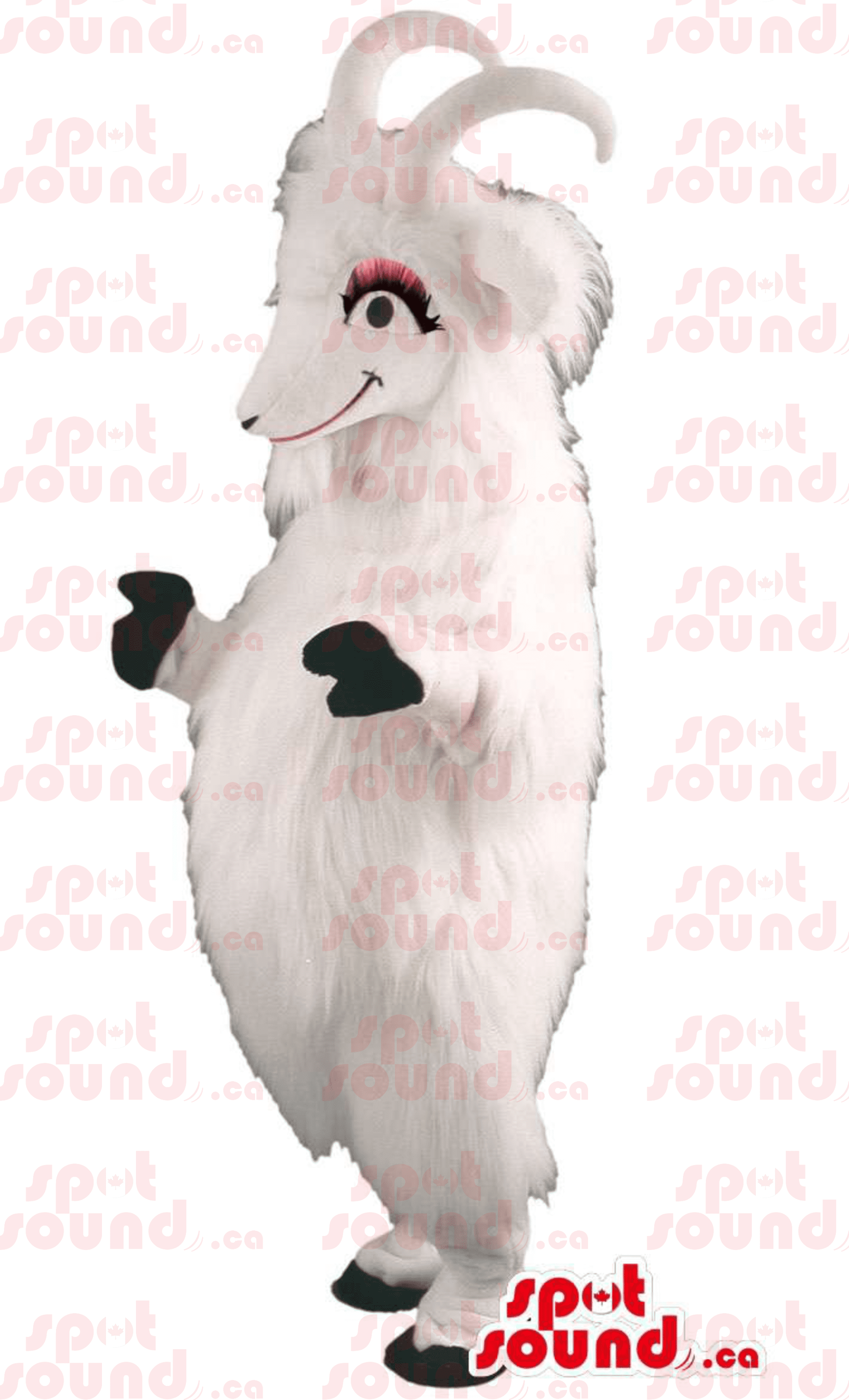 Cute White Goat Plush Animal SPOTSOUND Mascot With Pink Eyelids ...