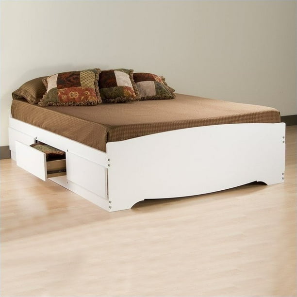 Prepac Monterey Full Platform Storage Bed 6 Piece Bedroom Set in White ...