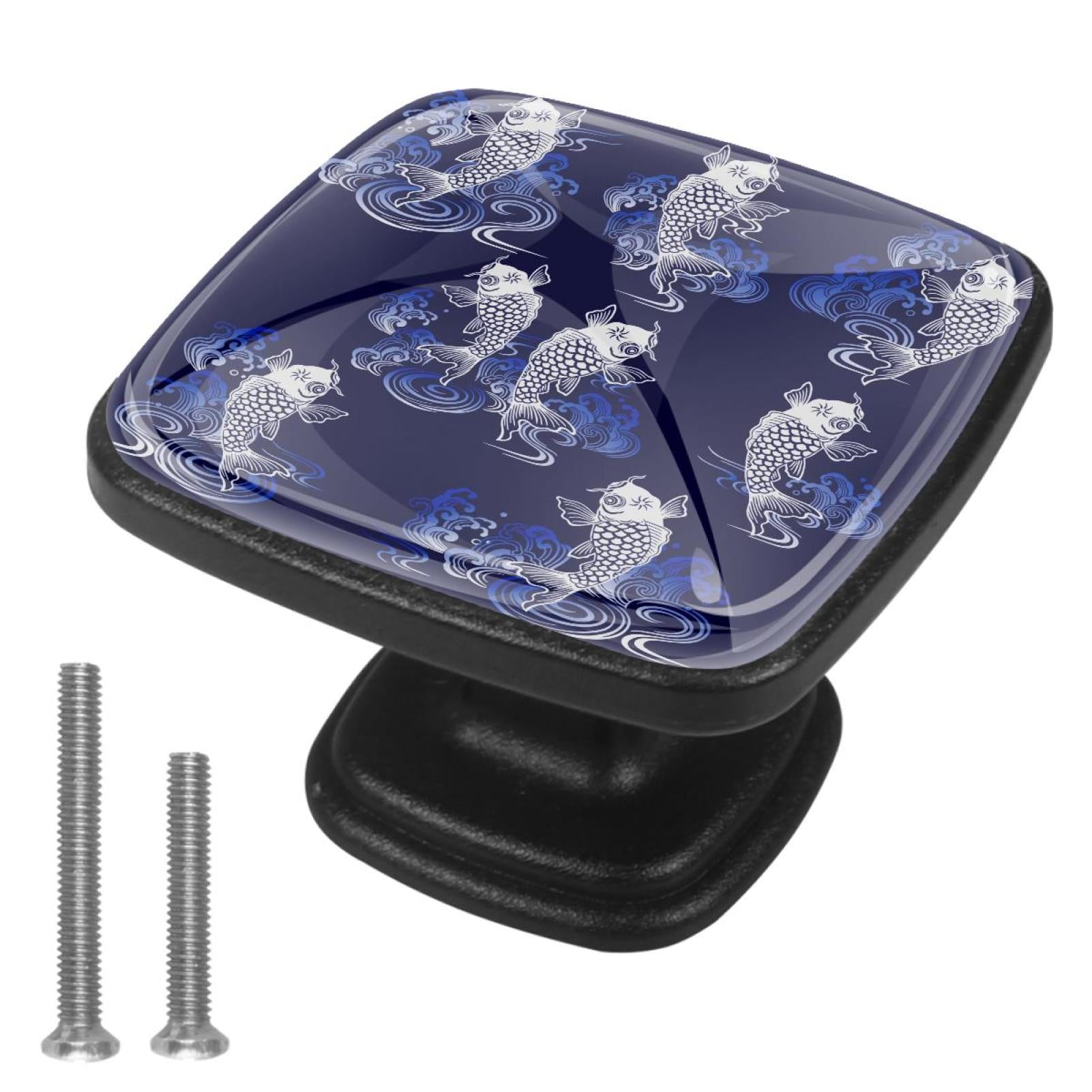 4 Pcs Cabinet Handle Drawer Pulls Japanese Style Carp Knobs with Screws ...