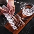 BPPEG 12 Reusable Transparent Curved Glass Straws,10 Straight Straws+2 ...