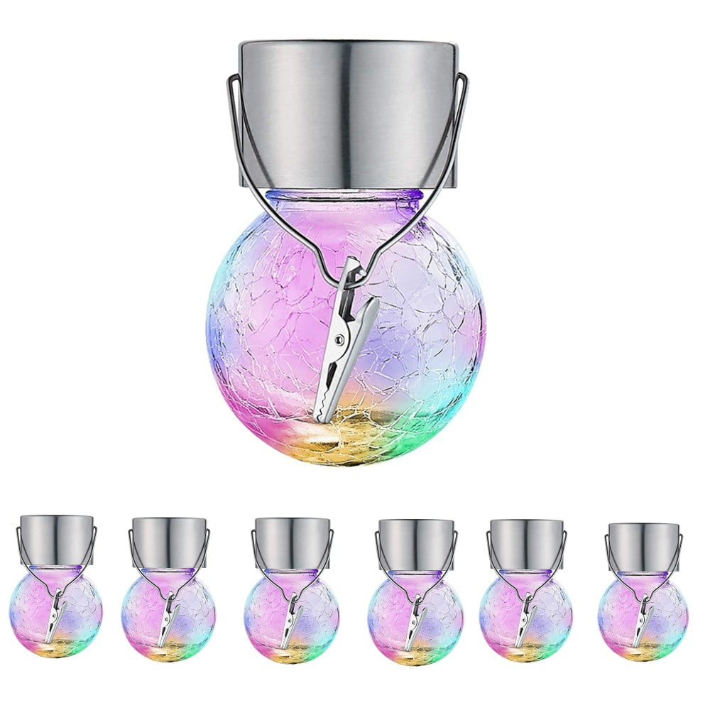 6 Pack Hanging Solar Lights Outdoor, Waterproof Solar Globe Lantern ...