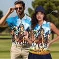 Aplkyhs Matching Couple Golf Shirts Quarter Zip USA Horse Racing Mens ...