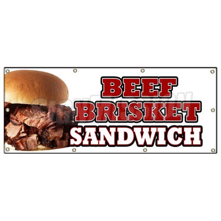 36"x96" BEEF BRISKET SANDWICH BANNER SIGN slow cooked bar b que texas ...