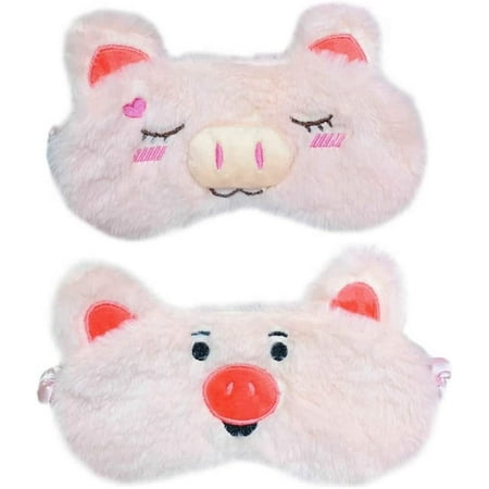 2 Pack Cartoon Pigs Sleep Eye ask Elastic Band Plush Sleeping Blindfold ...