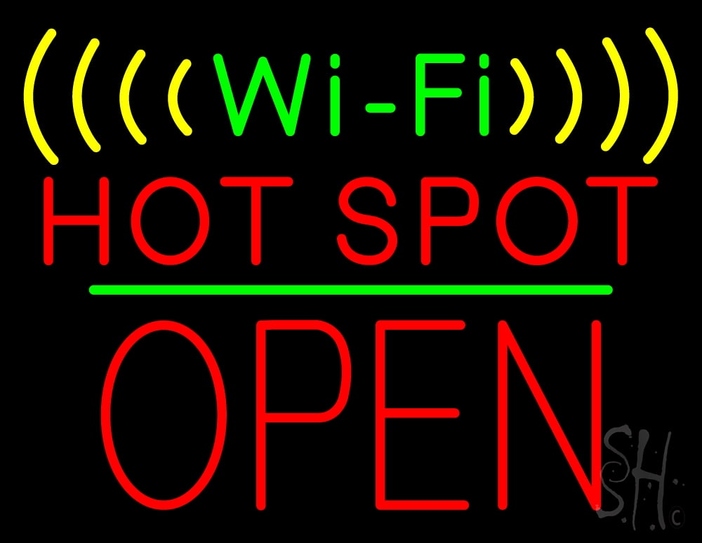 Wi-Fi Hot Spot Block Open Green Line LED Neon Sign 24 x 31 - inches ...