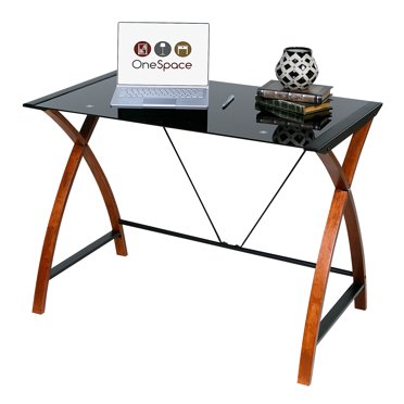 OneSpace 50-LD0101 Essential Computer Desk with Hutch and Keyboard Tray ...