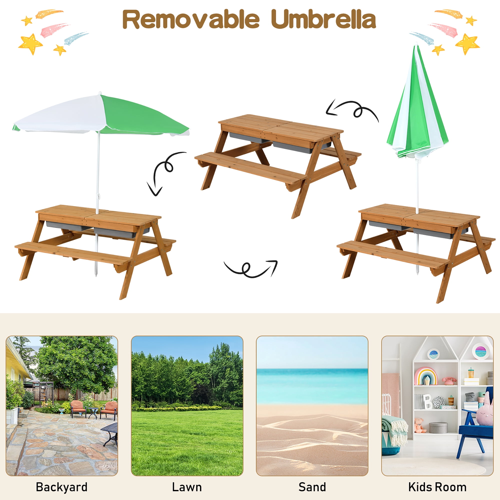 3 In 1 Water Table Buy JOYOR 3 In 1 Kids Picnic Table With Ubrella And ...