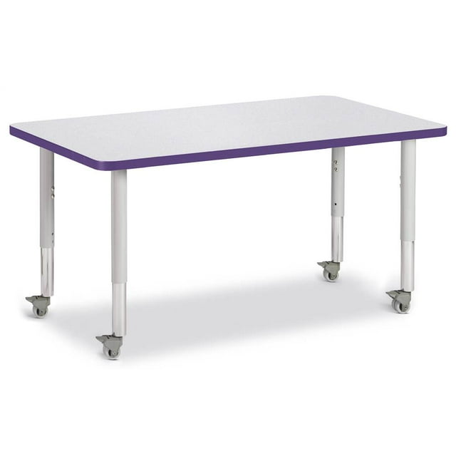 Berries Rectangle Activity Table - 30" X 48", Mobile - Gray/Purple/Gray ...