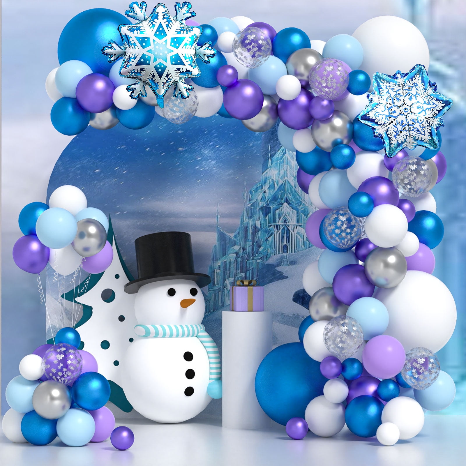 Janinus Frozen Balloon Garland 130PCS Winter Balloon Arch Kit with ...
