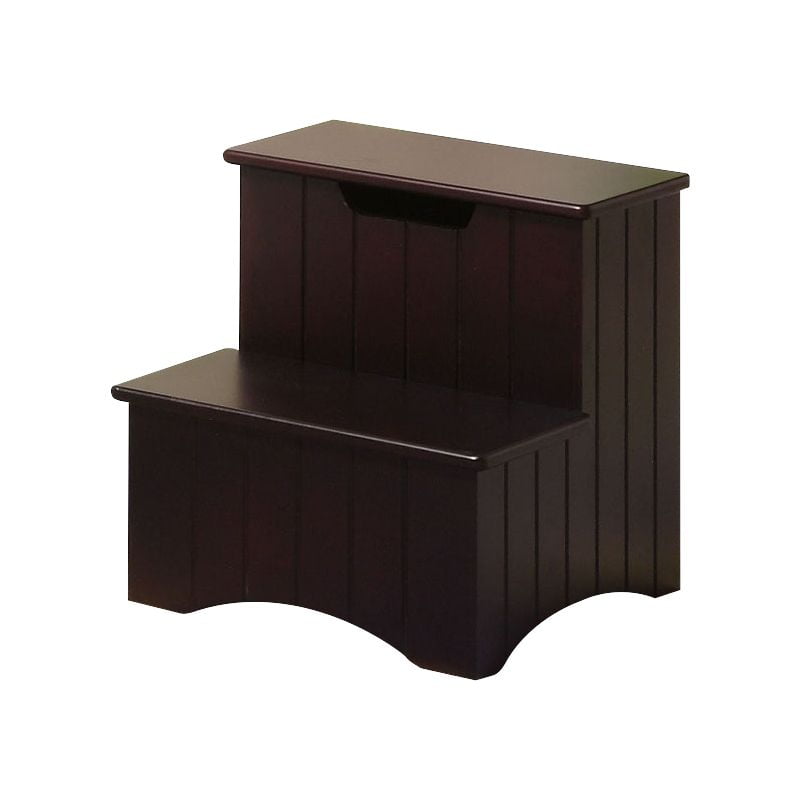 Pilaster Designs - Merlot / Brown Finish Wood Bedroom Step Stool With ...