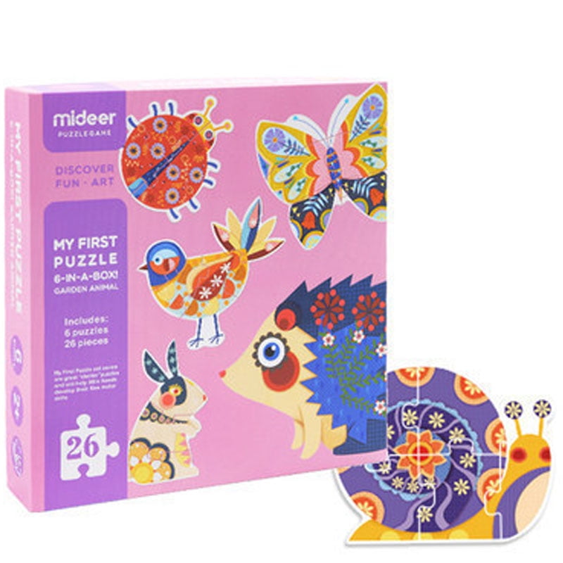 mideer My First Puzzle Artistic Garden Animals 6-in-a-box 26 Pieces ...