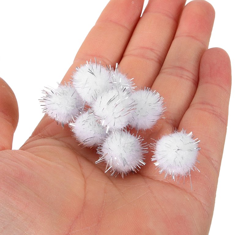 Pompoms For Crafts 100 Pcs 15mm Glitter Pom Pom Balls - Fluffy Craft ...
