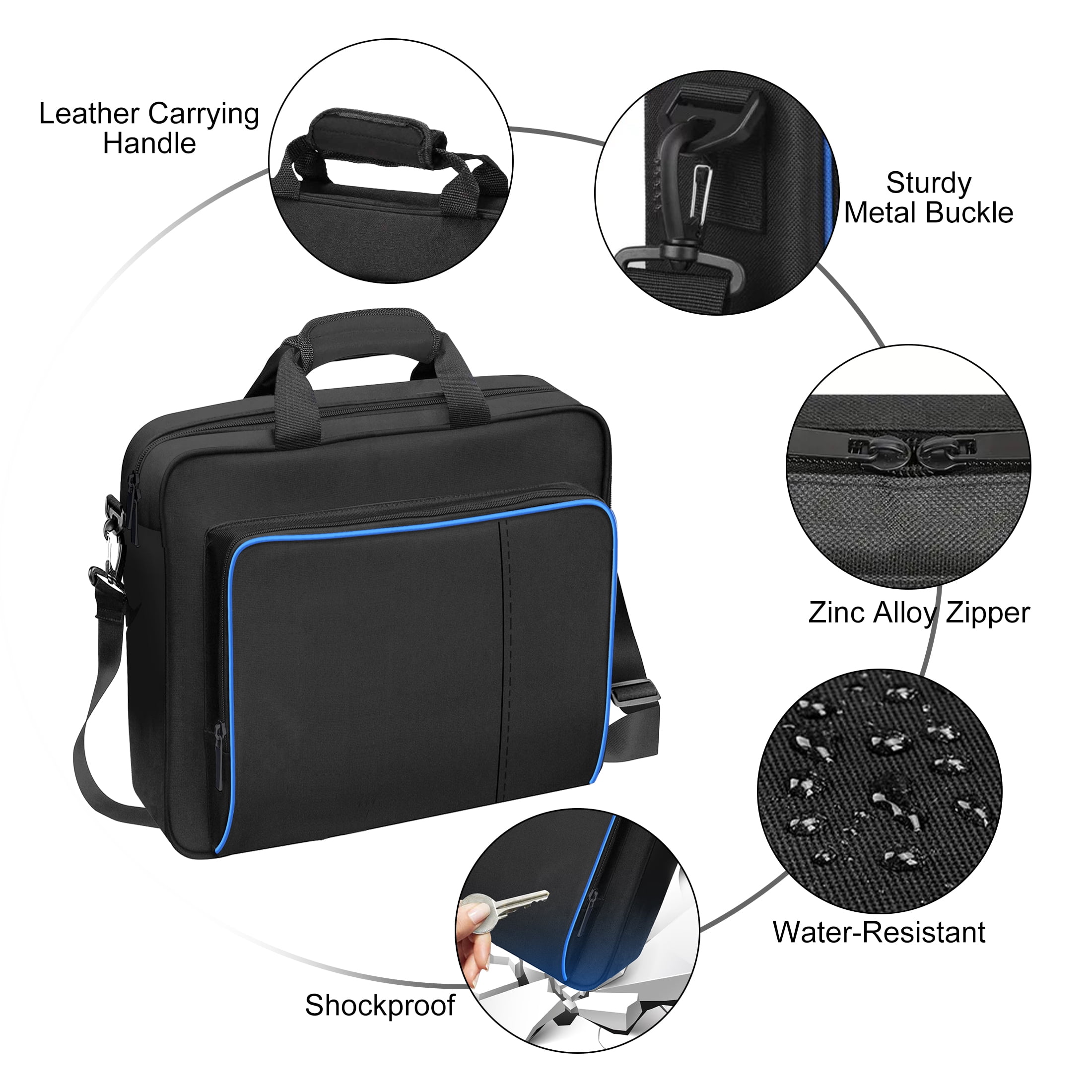 TSV Carrying Case Fit for PS4 PS4 Slim Console and Accessories Travel Case Handbag Portable Waterproof Storage Shoulder Bag Backpack Fit for