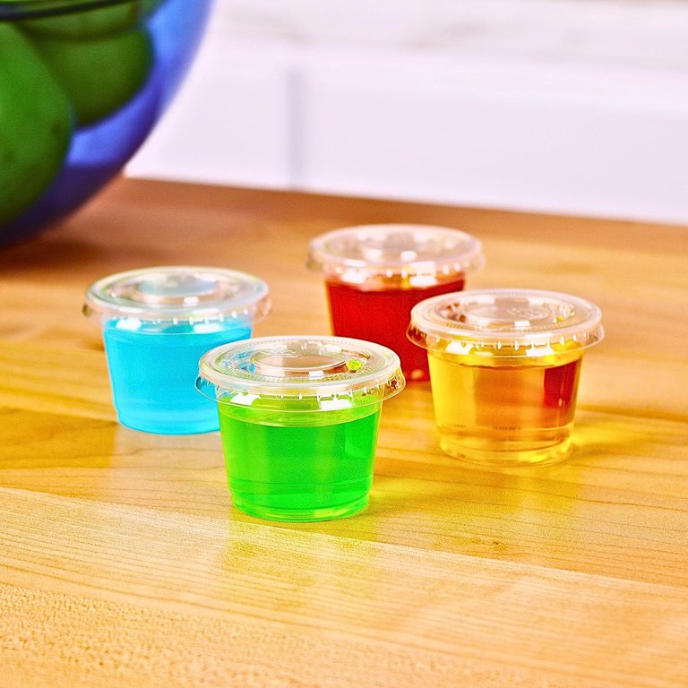 oz Jello Shot Plastic Tumbler Cups with Lids Translucent/Clear, 100 Pcs