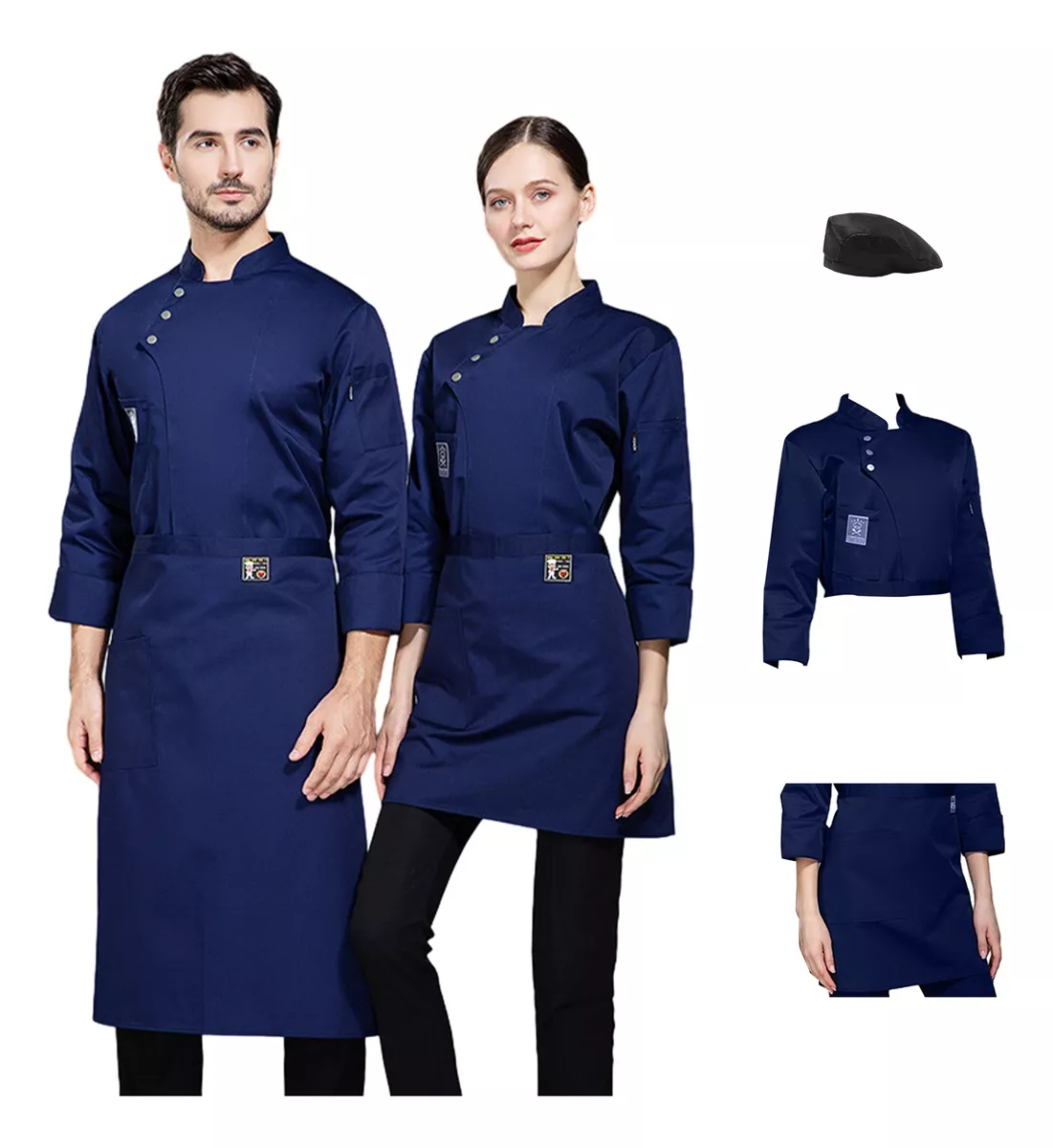 3pcs Paquete Filipina Chef Hombre Y Mandil Y Gorro De Cocina | Walmart ...