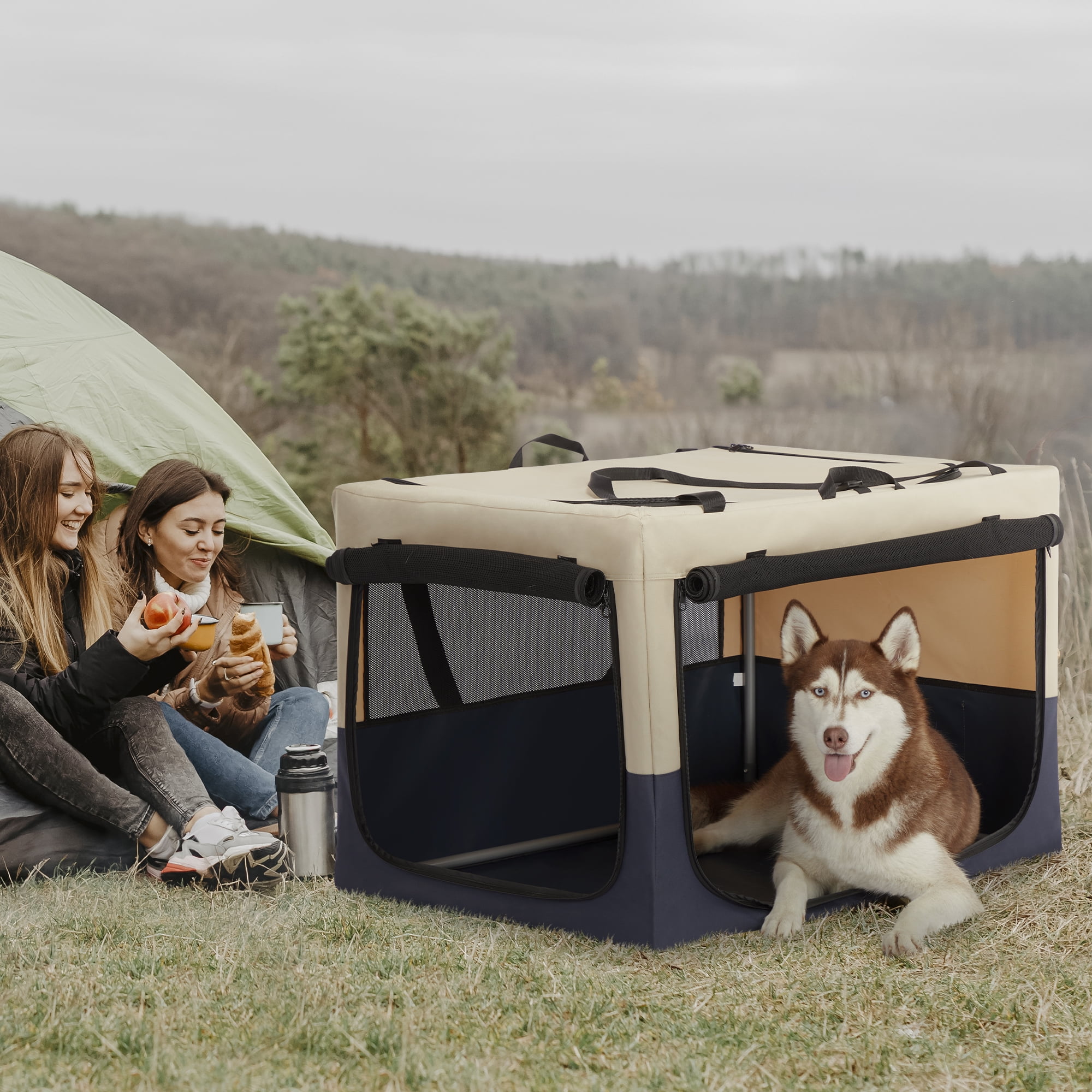 Algherohein Portable Pet Playpen for Dogs，30" Folding Kennel Indoor ...