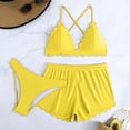 IYYVV 3 Piece Swimsuits for Women String Scalloped Bikini Sets Cross ...