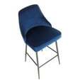 Marcel Contemporary Counter Stool In Black Metal And Navy Blue Velvet ...