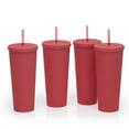 Mainstays 4pk 26oz Textured Tumbler with Straw, Red - Walmart.com