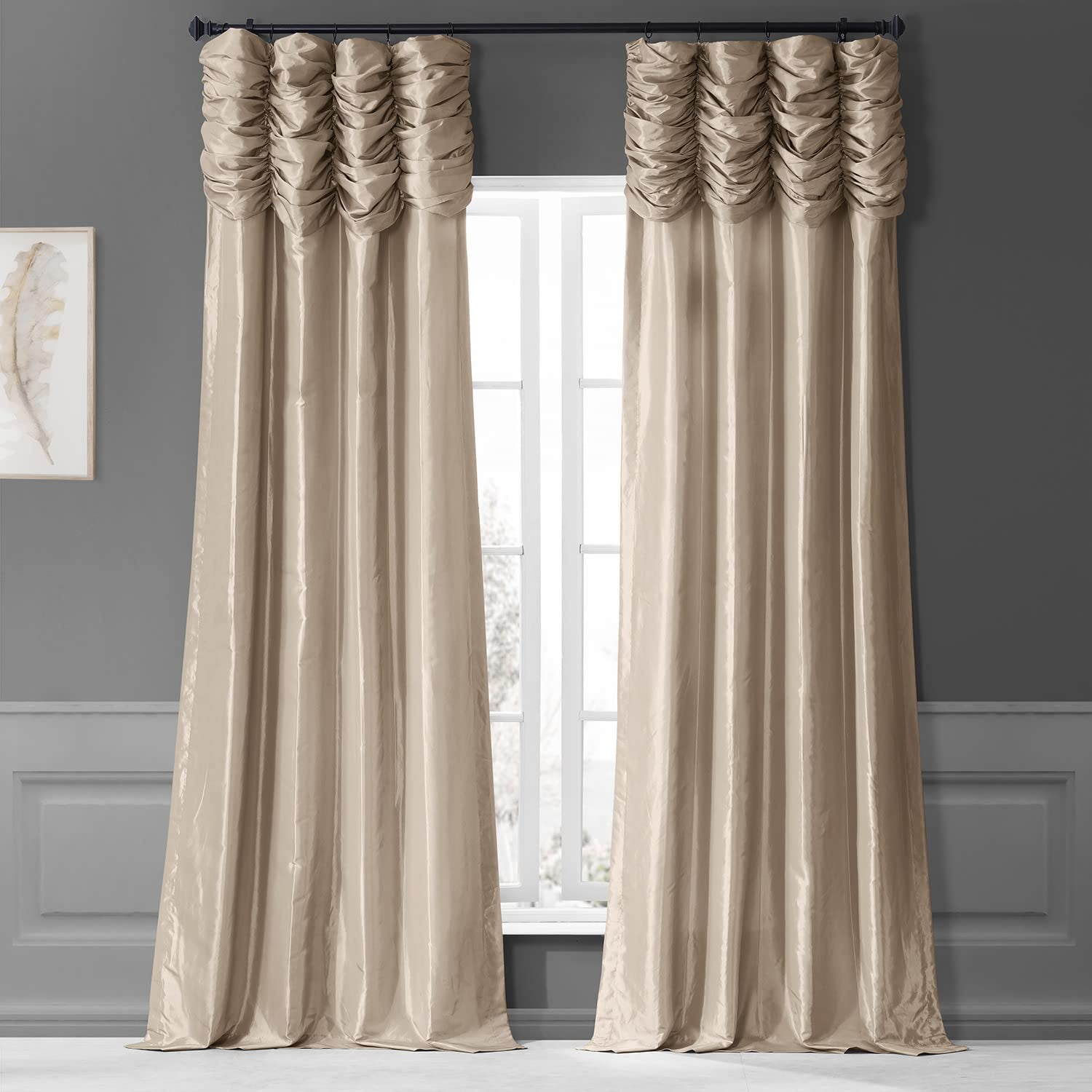 HPD Half Price Drapes Ruched Faux Taffeta Silk Curtains for Living Room 50 X 84 (1 Panel), PTCH ...