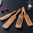 Wood Kitchen Spatula Set, 4pcs Natural Teak Wooden Spoons Non Stick ...