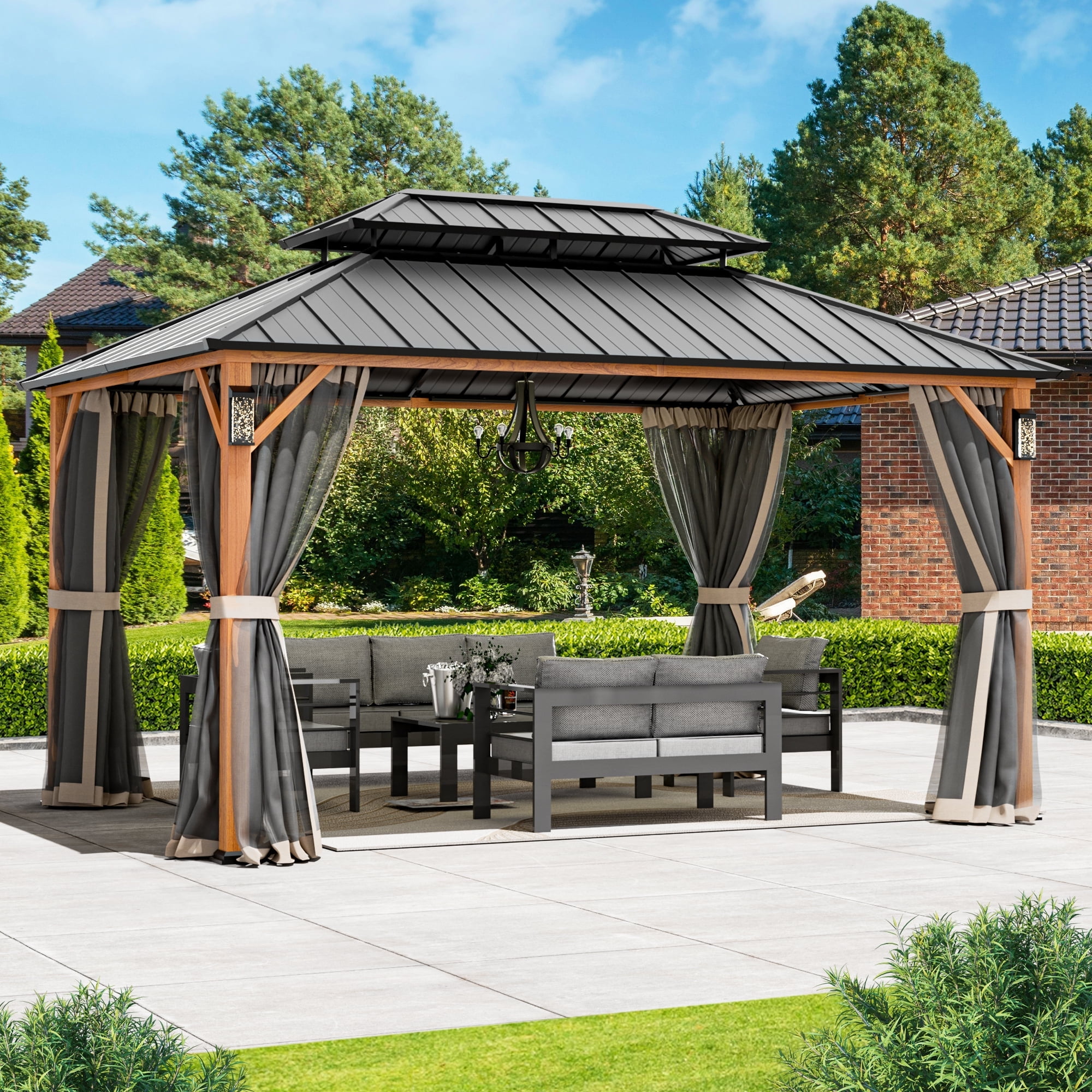 Click here for Modern Shade Hardtop Gazebo 10 X 14 With 4 Led Lig... prices