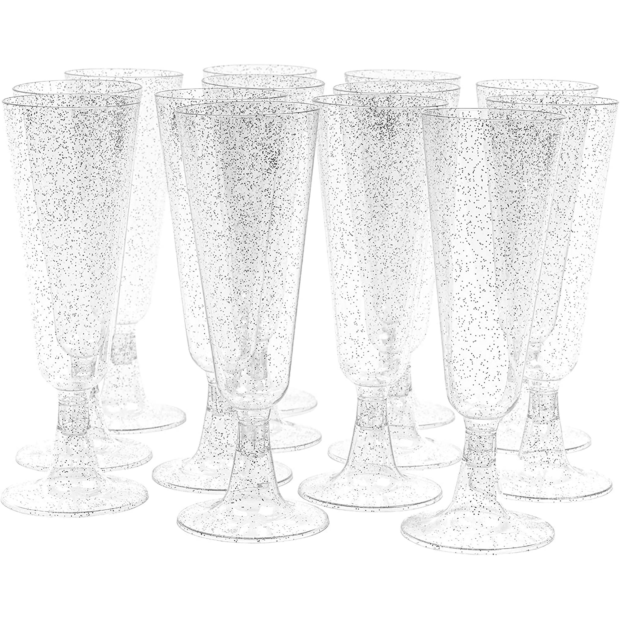 Click here for Matana 50 Silver Glitter Plastic Champagne Flutes... prices